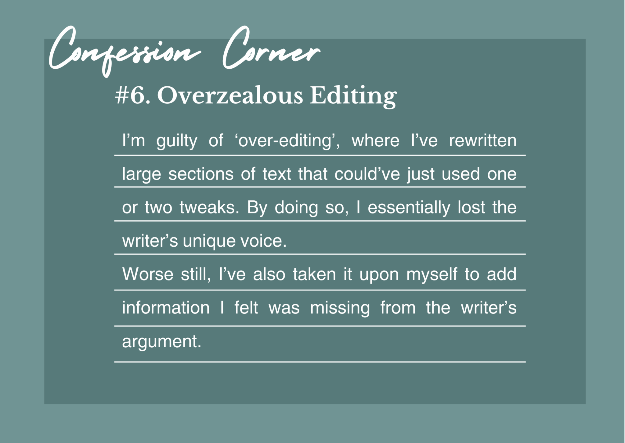 Editor Confessions: 6 Common Editing Pitfalls (and How to Avoid Them)
